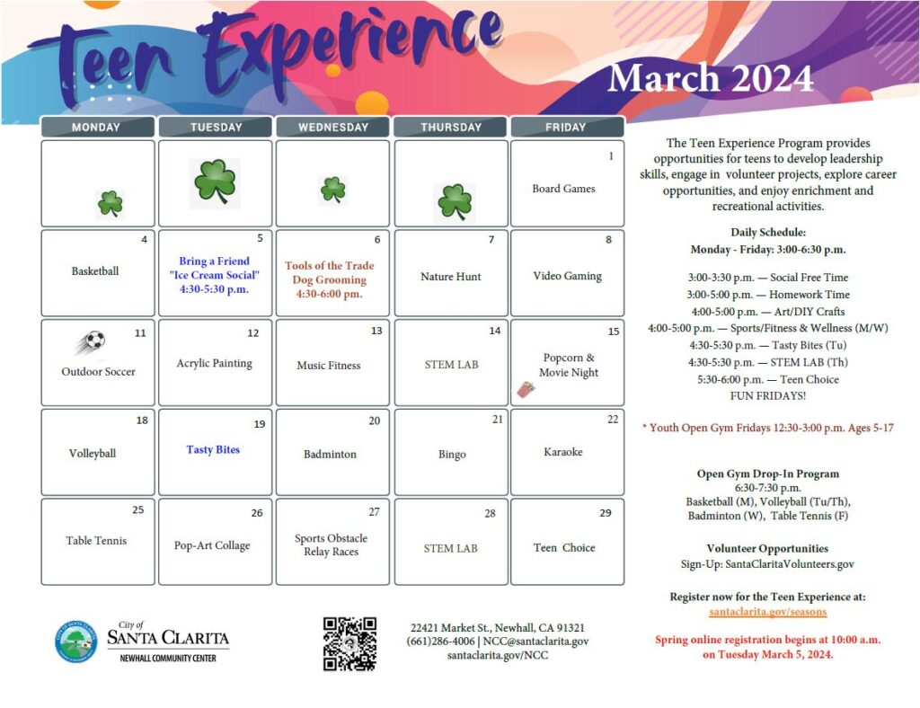 Calendars - Newhall Community Center